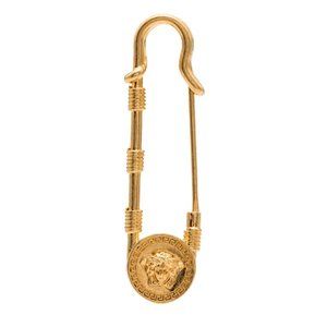 Versace | Jewelry | New Versace Gold Tone Medusa Safety Pin Brooch ...